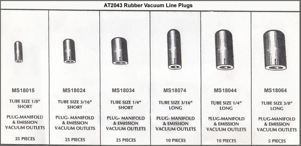 Assortment Tray Vacuum Line Rubber Plugs, 6 Sizes – 100 Pcs